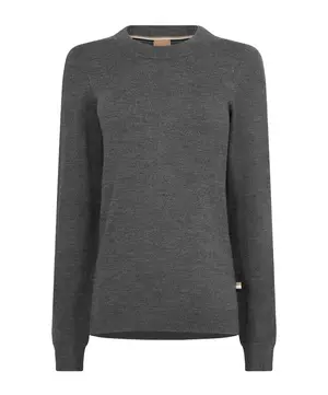 Hugo Boss Minimal Crewneck Longsleeve Knit Top - Grey