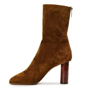 Paris Texas Suede Block Heel Ankle Boots With Wooden Effect Heel