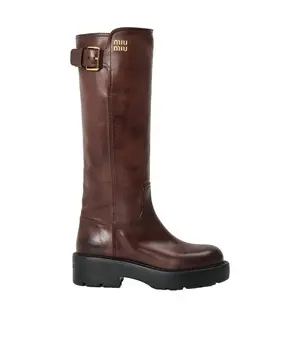 Miu Miu Kneehigh Leather Boot - Red