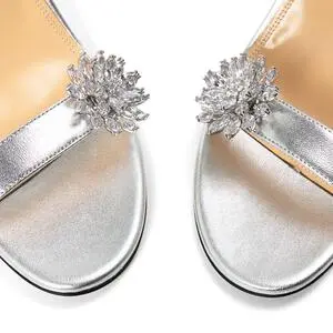MACHMACH Mach & Mach Open-toe Stiletto Slingback Sandal With Crystal Flower Ornament