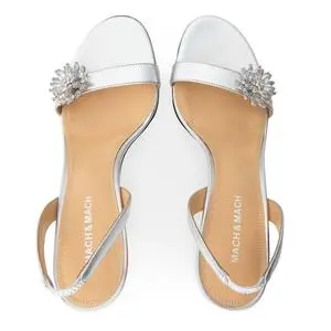 MACHMACH Mach & Mach Open-toe Stiletto Slingback Sandal With Crystal Flower Ornament