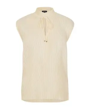 Hugo Boss Standcollar Sleeveless Verticalrib Knit Top - White