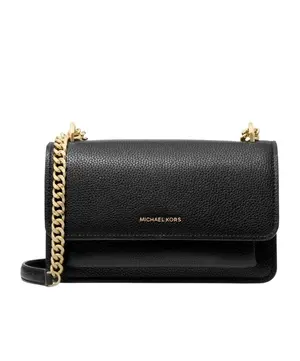 Michael Kors Flap Grained Leather Crossbody Bag - Black