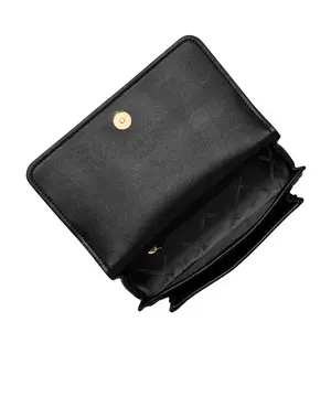 Michael Kors Flap Grained Leather Crossbody Bag - Black
