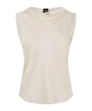 Hugo Boss Draped Cowlneck Sleeveless Top - White