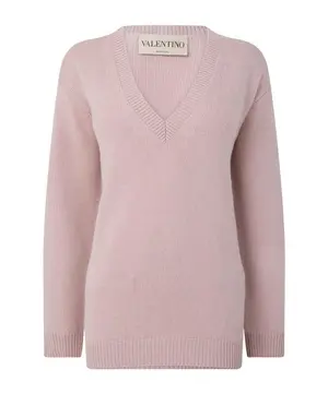 Valentino Garavani Vneck Knit Sweater - Nude