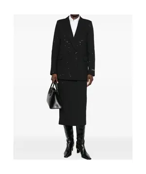 ERMANNO FIRENZE Crystal-embellished Pinstriped Skirt