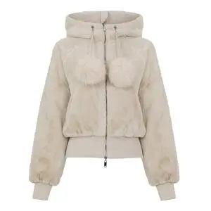 Moose Knuckles Cropped Hooded Jacket With Pompom Accents