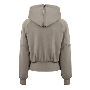 Moose Knuckles Taupe Cropped Zipup Hoodie