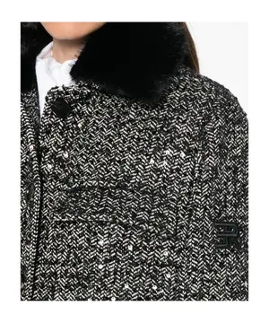 ERMANNO FIRENZE Sequin-embellished Herringbone Jacket