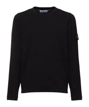 Stone Island Crewneck Longsleeve Knit Sweater - Black