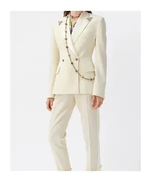 Versace Embroidered-lapel Stretch Wool Blazer