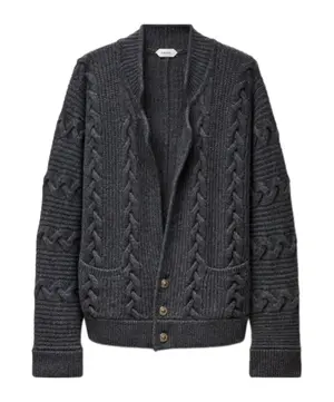 Versace Wool-cashmere Knit Cardigan - Grey