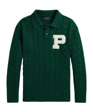 Polo Ralph Lauren Cable Knit Letterman Polo - Green