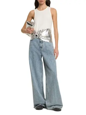 Rabanne Fitted Draped Tank Top With Ring Detail