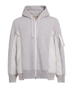 Sacai Hooded Drawstring Knit Sweater - Gray
