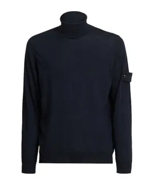 Stone Island Turtleneck Longsleeve Knit Sweater - Black