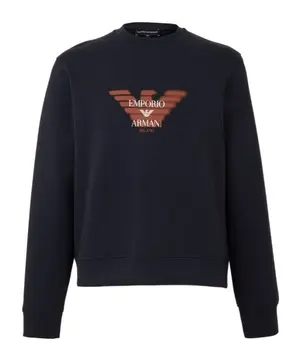Emporio Armani Crewneck Long Sleeve Sweatshirt With Vintage Graphic Print