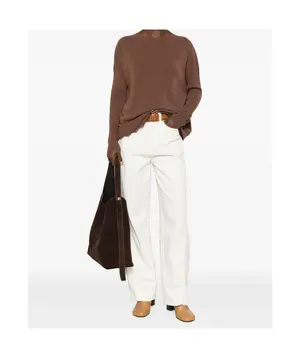 ERMANNO FIRENZE Ribbed-sleeve Sweater With Lace Trim
