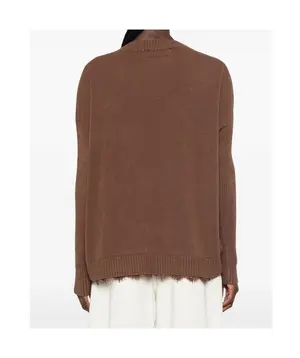 ERMANNO FIRENZE Ribbed-sleeve Sweater With Lace Trim