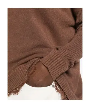 ERMANNO FIRENZE Ribbed-sleeve Sweater With Lace Trim