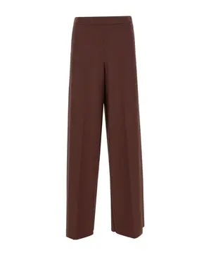 Marella High-waisted Wide-leg Casual Trousers - Wine Red