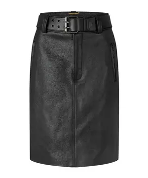 Saint Laurent Solid Color Midi Skirt - Black