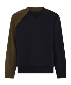 Sacai Crewneck Longsleeve Colorblock Knit Sweater - Black