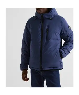 Canada Goose Wind Resistant Hooded Short Puffer Jacket - Blue