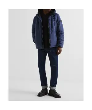 Canada Goose Wind Resistant Hooded Short Puffer Jacket - Blue