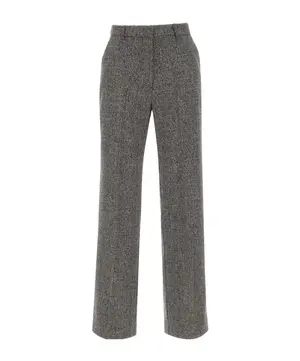 KAOS Textured High-waisted Straight-leg Trousers