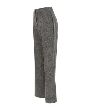KAOS Textured High-waisted Straight-leg Trousers