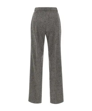 KAOS Textured High-waisted Straight-leg Trousers