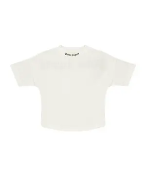 Palm Angels Short Sleeve Crewneck T-shirt With Gothic Print - No