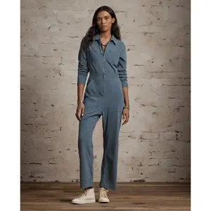 Ralph Lauren Indigo Striped Cotton-linen Jumpsuit
