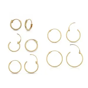 SPERO LONDON 9ct Solid Hoop Earrings Set Maxi