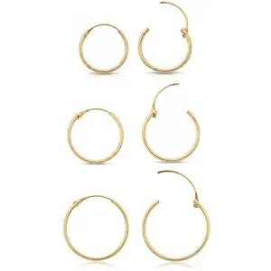 SPERO LONDON 9ct Solid Hoop Earrings Set Large - Gold