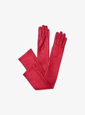 Michael Kors Leather Opera Gloves - Red