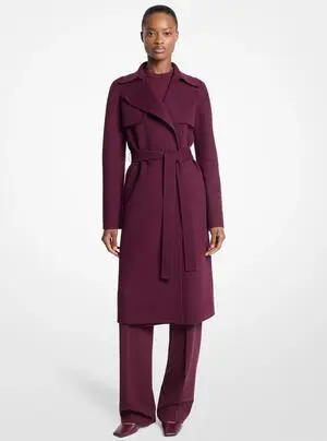 Michael Kors Jennifer Double Faced Wool Trench Coat In Size By