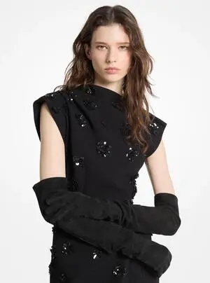 Michael Kors Suede Opera Gloves In Size By