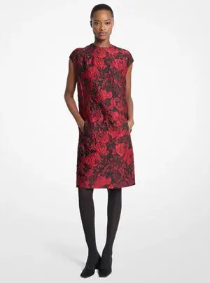 Michael Kors Rose Jacquard Shift Dress In Size By