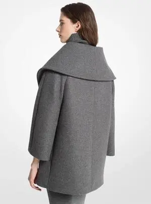 Michael Kors Wool Melton Portrait Collar Peacoat In Size By
