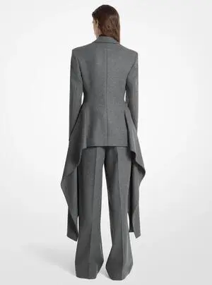 Michael Kors Wool Flannel Belted Cascade Blazer In Size By