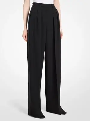 Michael Kors Wool Gabardine Tuxedo Slouch Trousers In Size By - Black