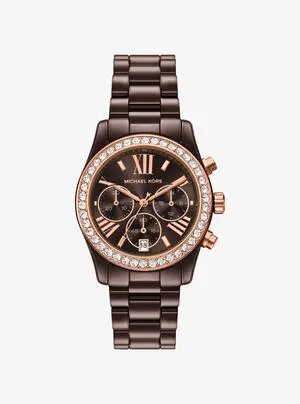 Michael Kors Lexington Pavé -tone Ceramic Watch In By