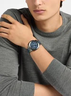 Michael Kors Oversized Prescott Gunmetal And Ceramic Watch In By
