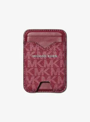 Michael Kors Hudson Signature Logo Magsafe Wallet In By - Red
