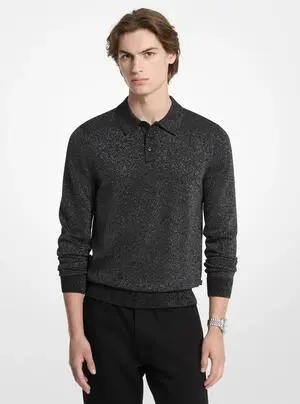 Michael Kors Metallic Wool Polo Sweater In Size By
