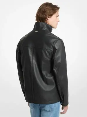 Michael Kors Leather Utility Jacket In Size By
