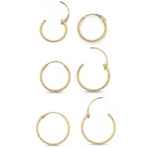 SPERO LONDON 9ct Solid Hoop Earrings Set Medium - Gold